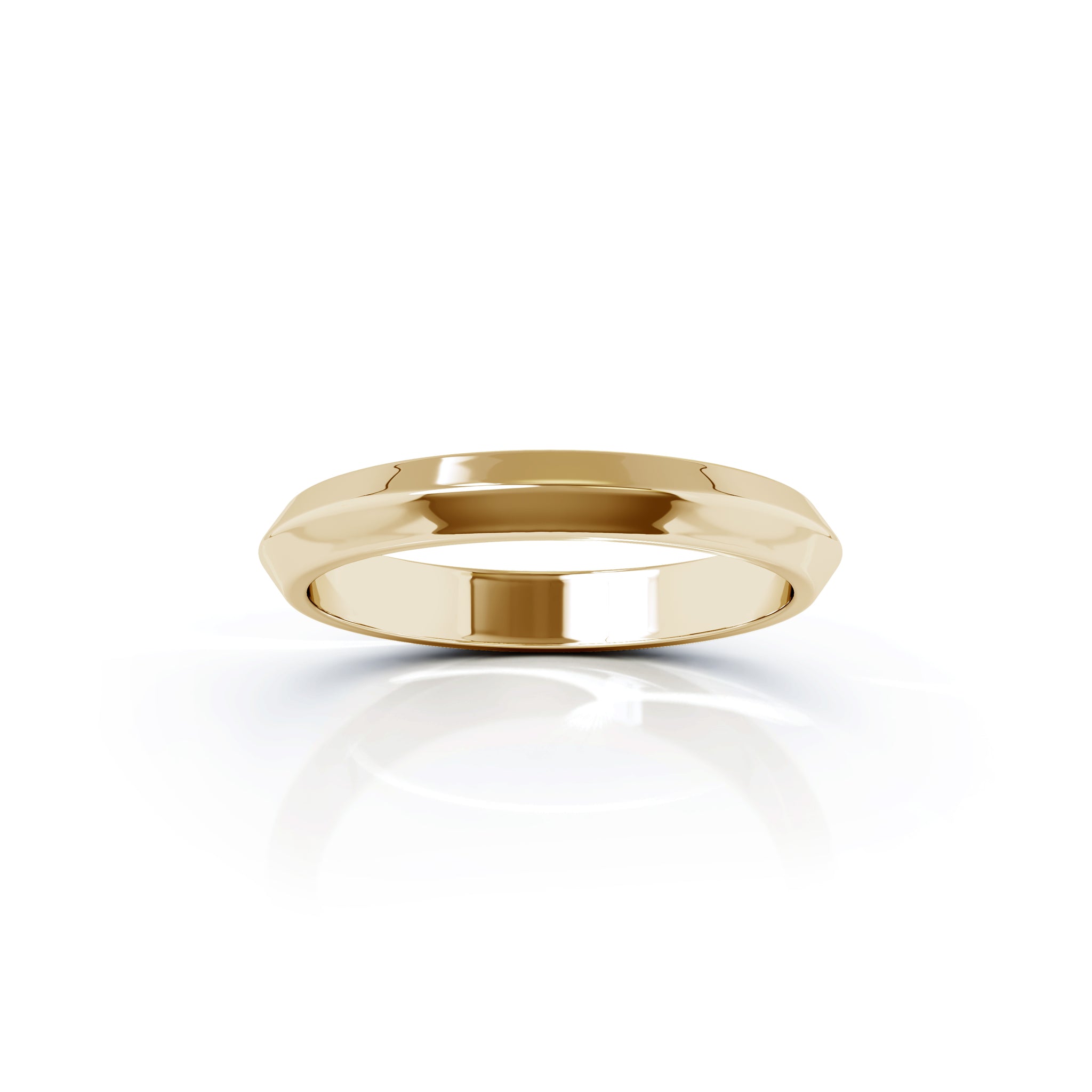 Triangle Profile 3MM High Polished Wedding Band in 14K Gold